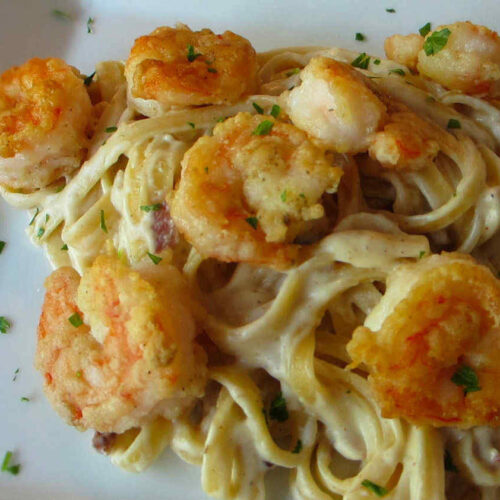 Crispy Shrimp in Tasso Sauce - Life's A Tomato