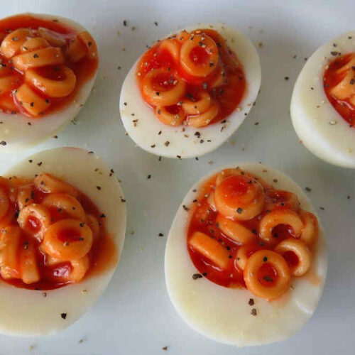 SpaghettiOs Deviled Eggs - Life's A Tomato