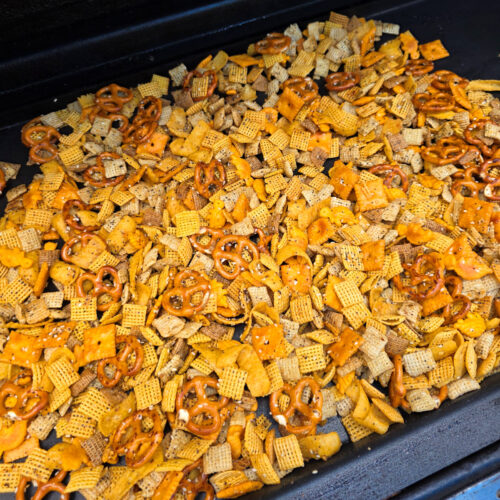 Everything Bagel Seasoning Chex Mix using an Outdoor Griddle - Life's A ...